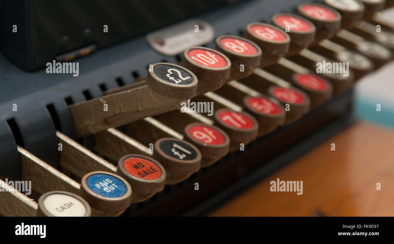 Close up of keys on a vintage cash register Stock Photo - Alamy
