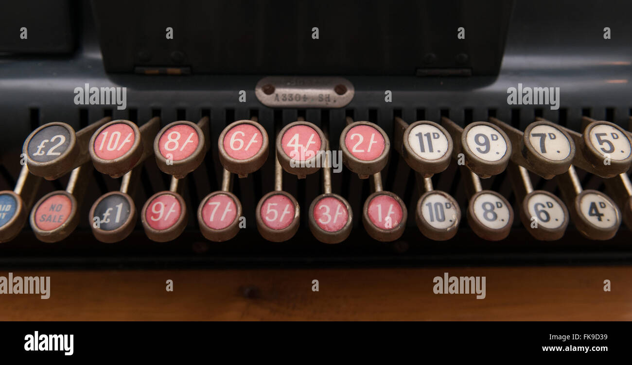Close up of keys on a vintage cash register Stock Photo - Alamy