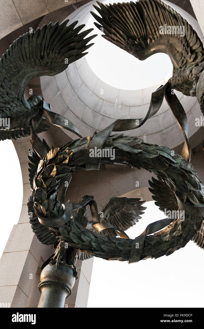 A detailed view of a sculpture at the WWII (World War 2) Memorial in ...