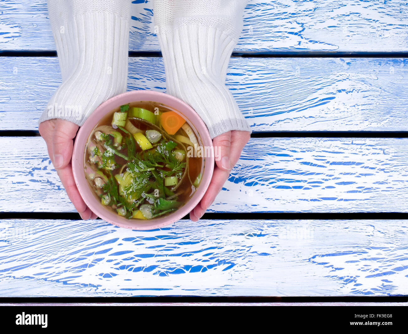 Woman eating soup homemade hi-res stock photography and images - Alamy