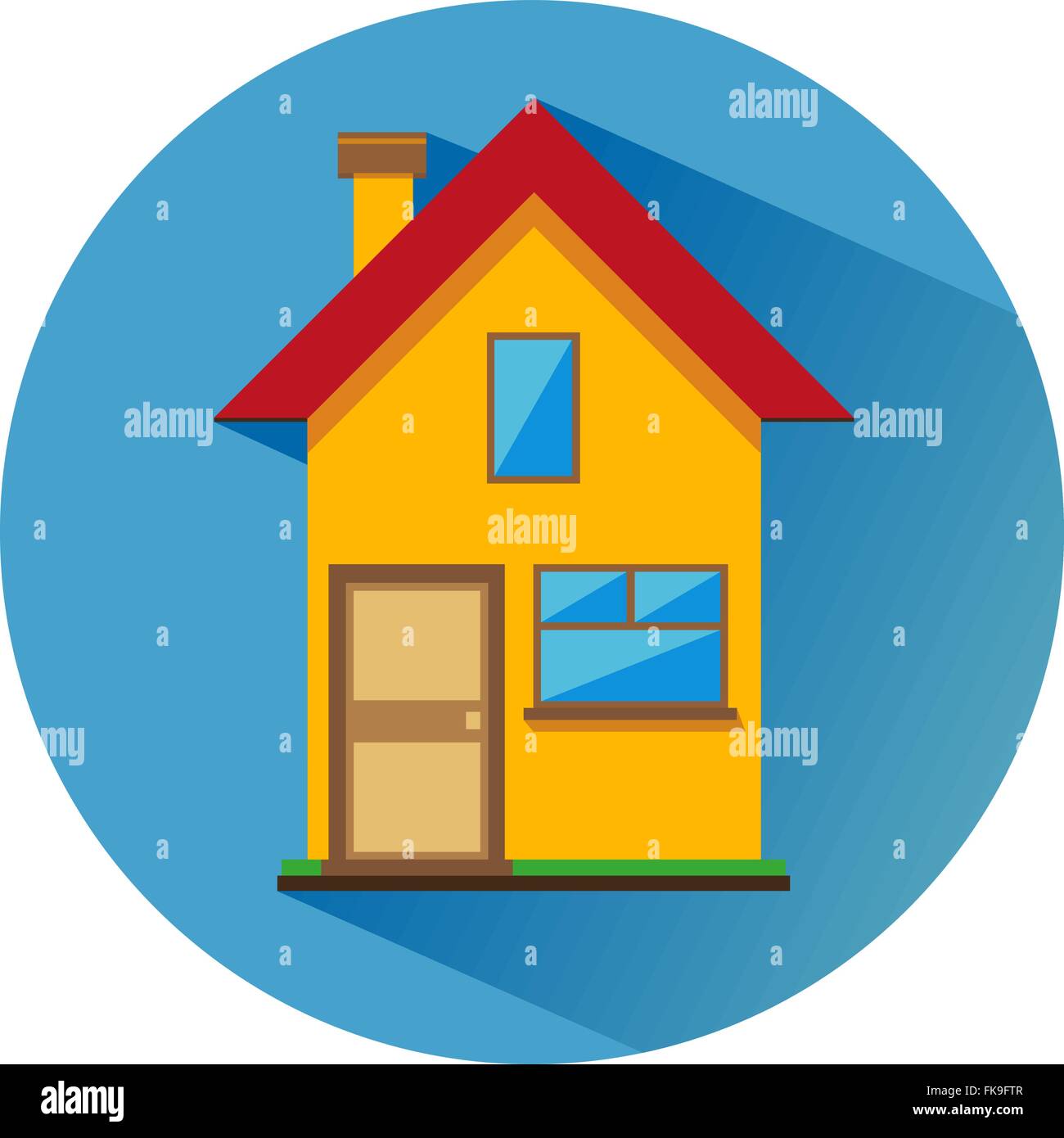 House with one floor, flat round icon vector symbol illustration Stock ...