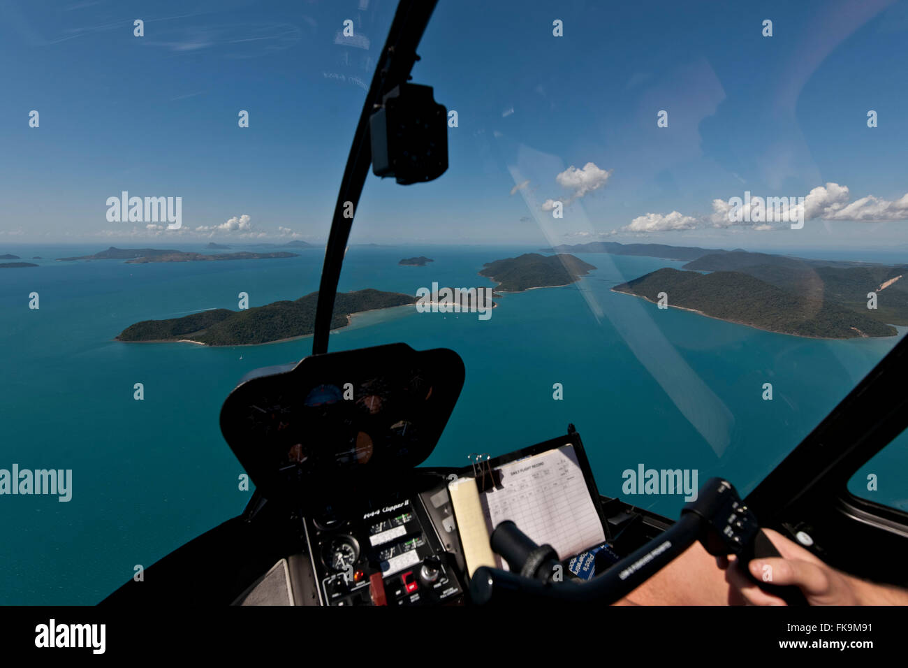 Aerial view of Hamilton Island with helicopter cabin in view Stock ...