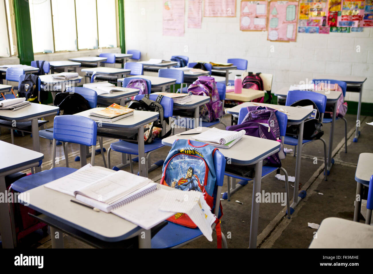 Empty classroom during the hours of recreation at the Municipal School ...