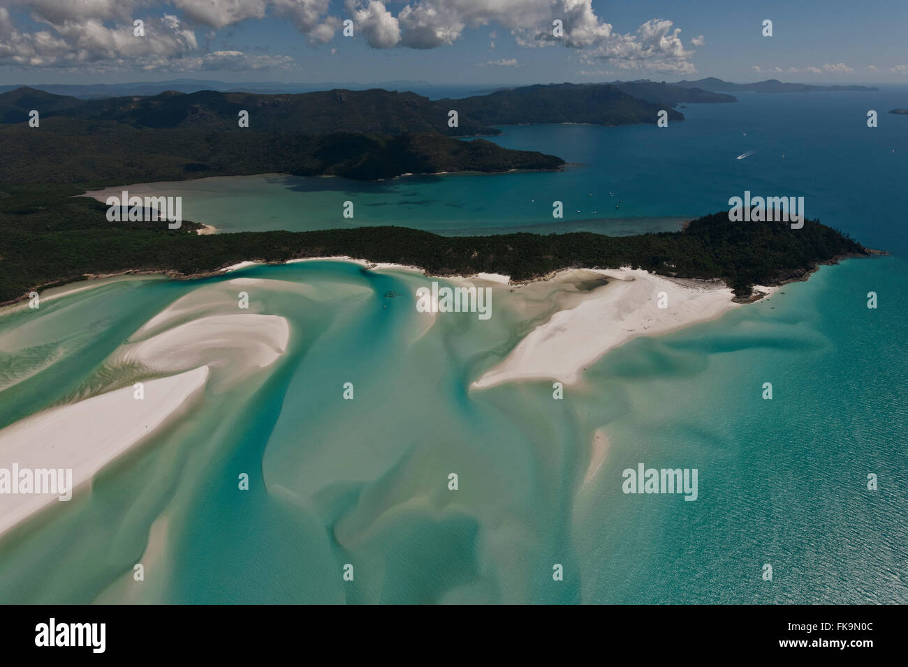 Aerial view of Whitehaven Beach - a seven kilometre stretch of ...