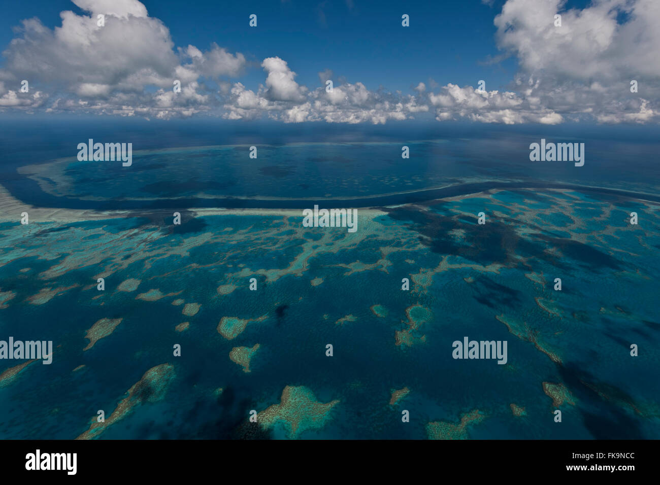 Aerial view of Hardy Reef, home to the heart reef, in the Great Barrier ...