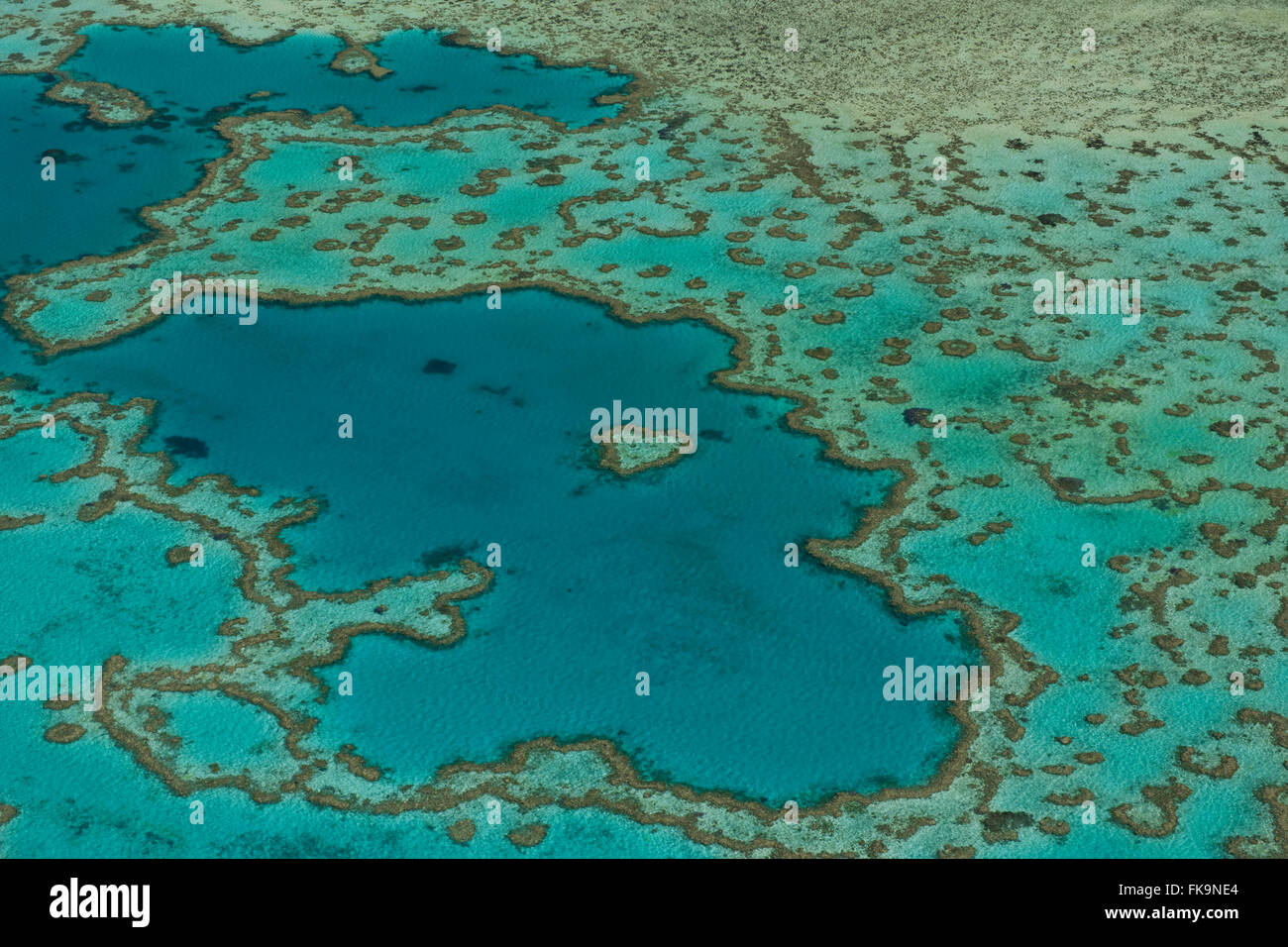 Aerial view of Hardy Reef, home to the heart reef, in the Great Barrier ...
