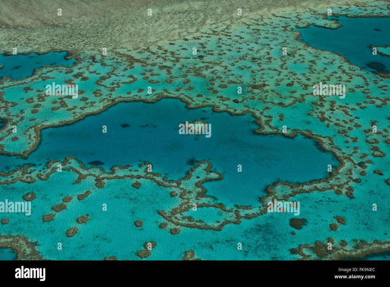 Aerial view of Hardy Reef, home to the heart reef, in the Great Barrier ...