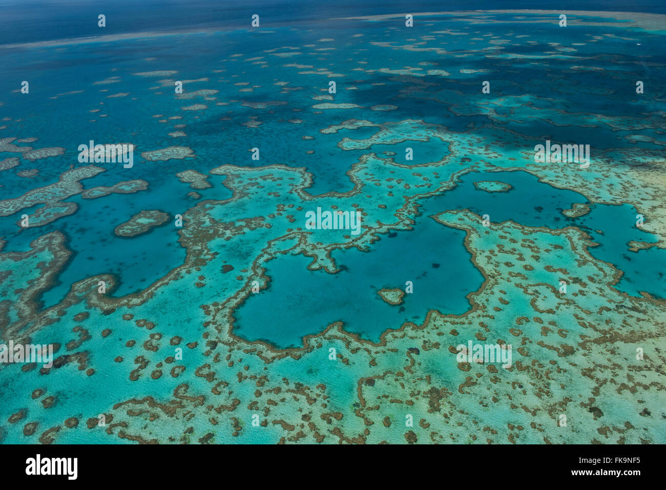 Aerial view of Hardy Reef, home to the heart reef, in the Great Barrier ...