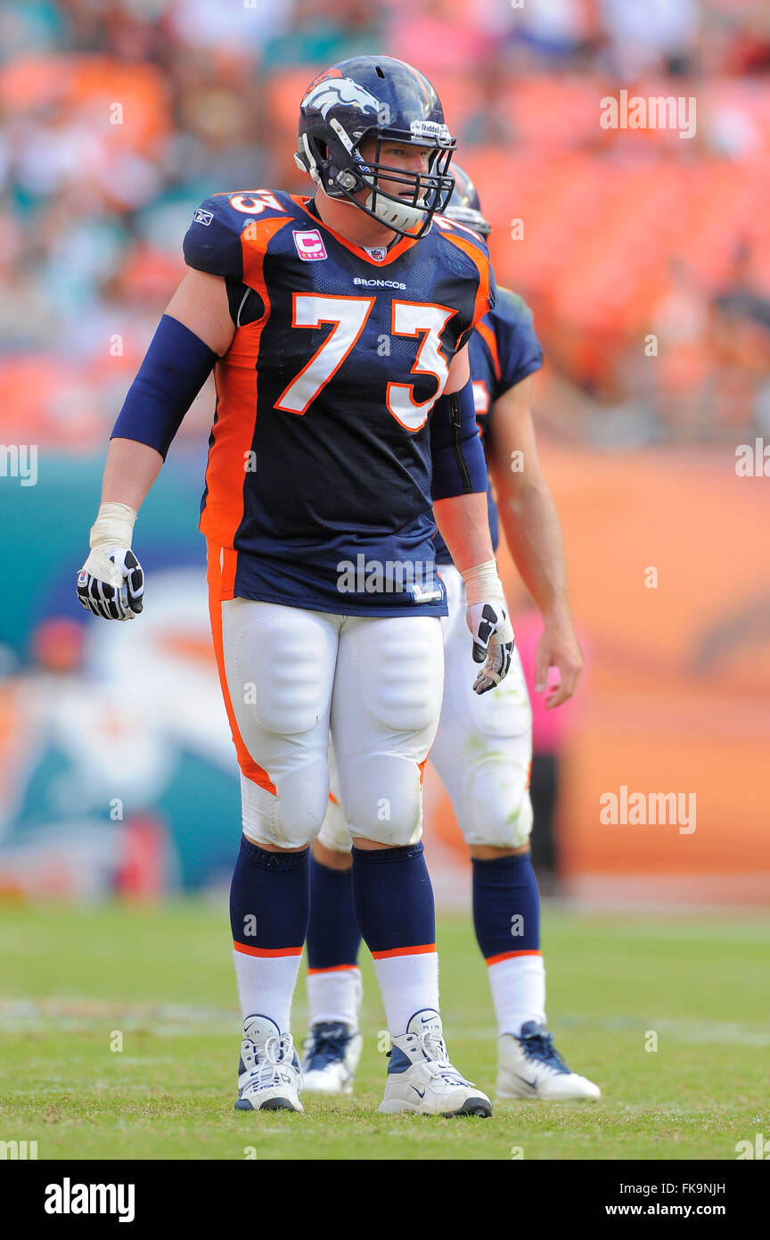 Miami, Fla, USA. 23rd Oct, 2011. Denver Broncos guard Chris Kuper (73 ...