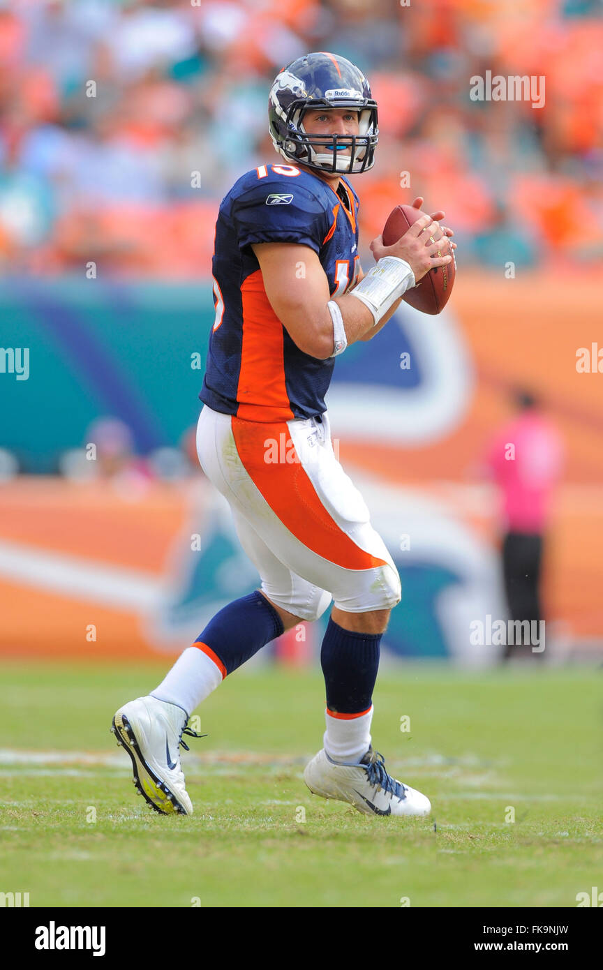 Miami, Fla, USA. 23rd Oct, 2011. Denver Broncos quarterback Tim Tebow ...