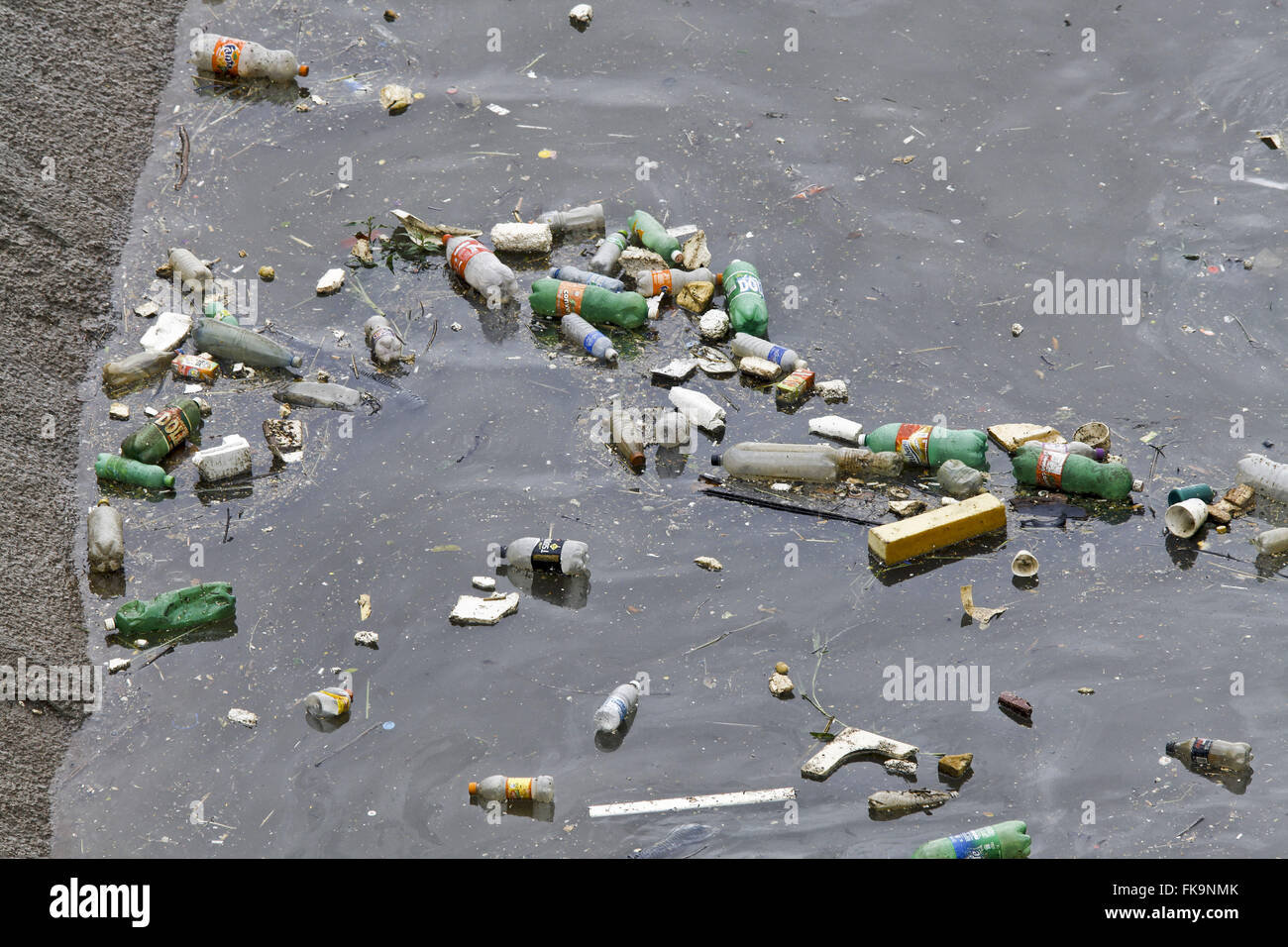 Trash floating on the river in flood season Tiête Stock Photo - Alamy