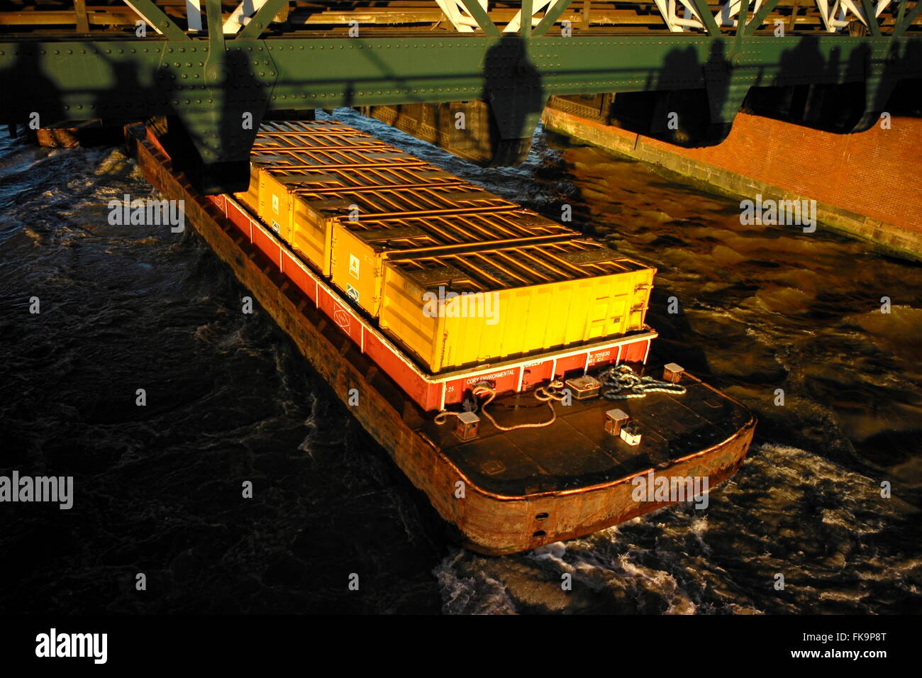 AJAXNETPHOTO. LONDON, ENGLAND. - CONTAINER TRANSPORT - A BARGE LOADED ...