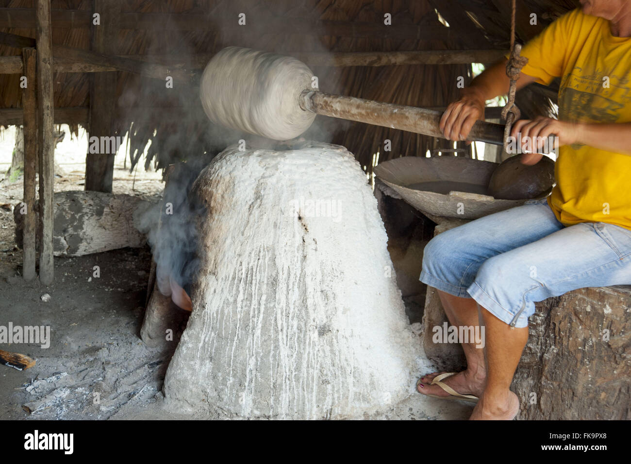 Replica hut smoking rubber in Rubber Plantation Museum Stock Photo - Alamy