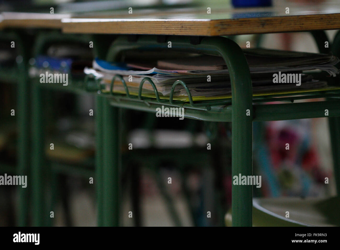 School desk with books Stock Photo - Alamy