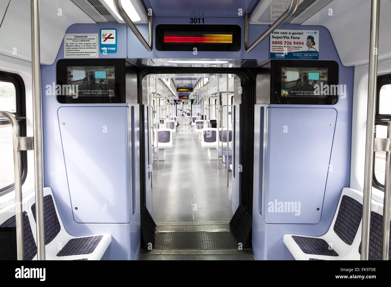 Inside view of train Chinese manufacturing administered by SuperVia ...