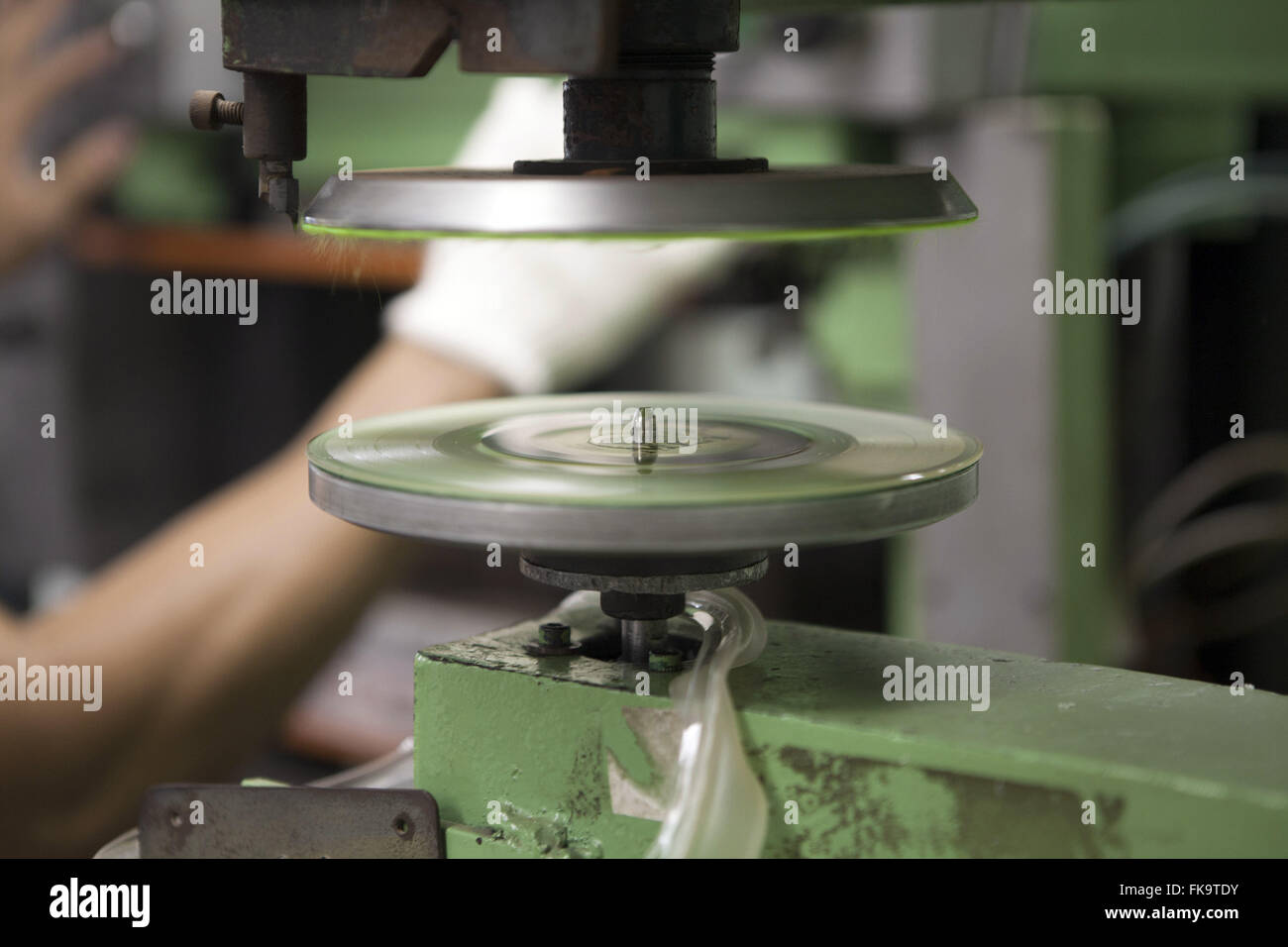 Vinyl record production - last manufactures of the country Stock Photo ...