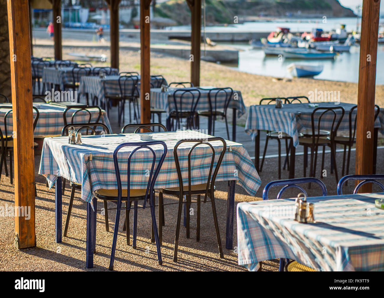Greek blue table and chairs hi-res stock photography and images - Alamy