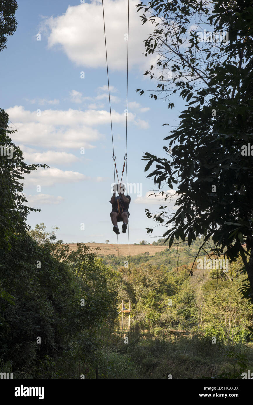Practice zip line among the trees Stock Photo - Alamy