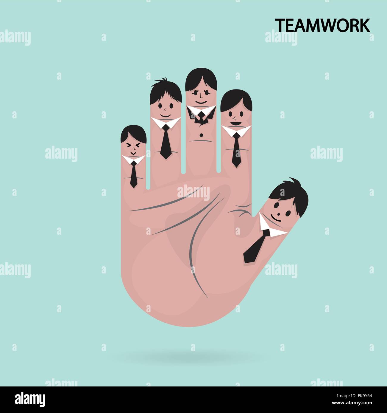 businessman concept,funny fingers sign,teamwork concept,cartoon.vector ...