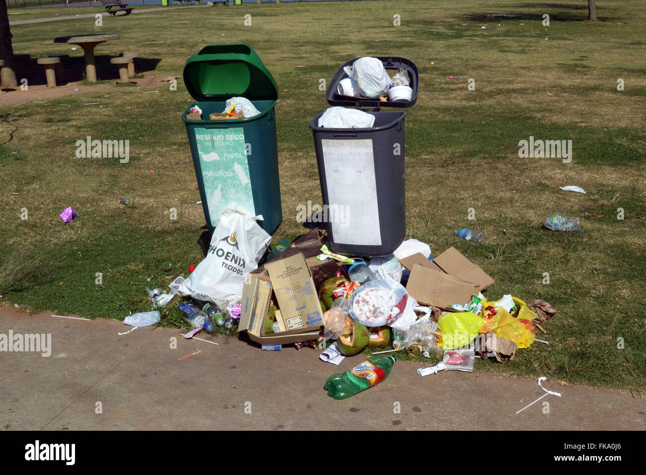 Dumps the Villa Lobos Park packed with garbage after the weekend Stock ...