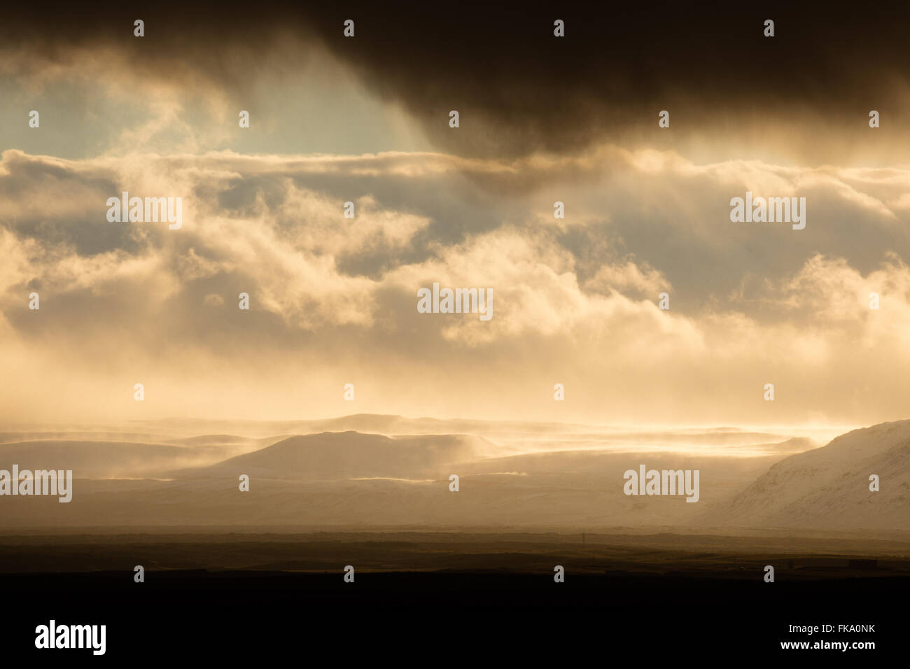 low cloud hanging over Iceland at sunrise Stock Photo - Alamy