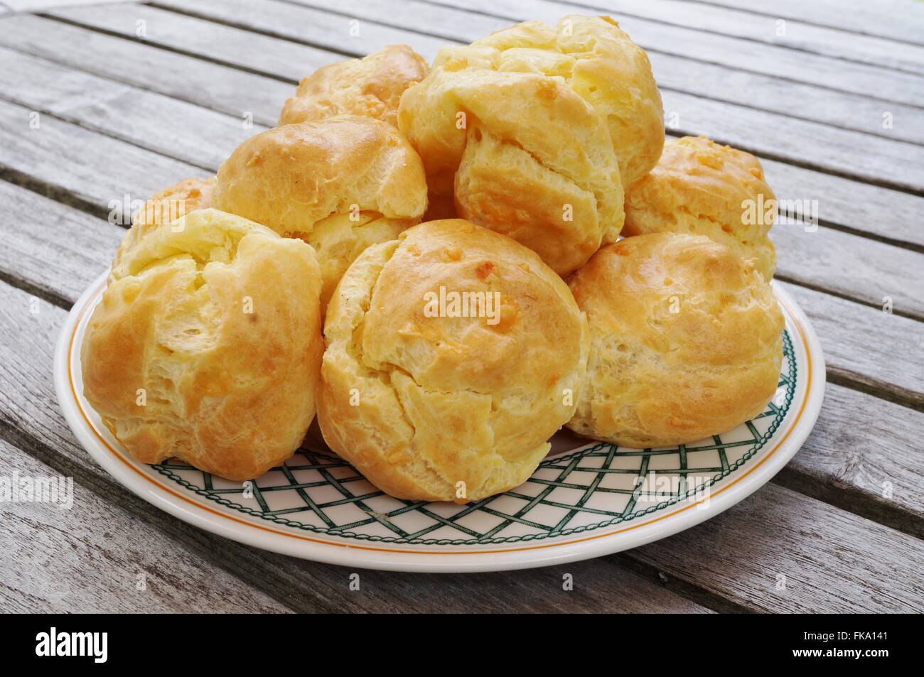 Plate of French gougeres cheese puff choux Stock Photo - Alamy