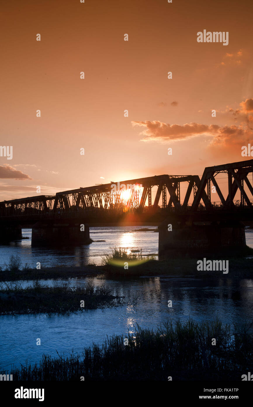 Metallic railway bridge Marechal Hermes on the Sao Francisco River in ...