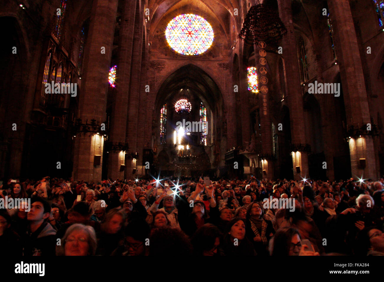 Palma de Majorca, Spain - February 02, 2016. People taking pictures in ...