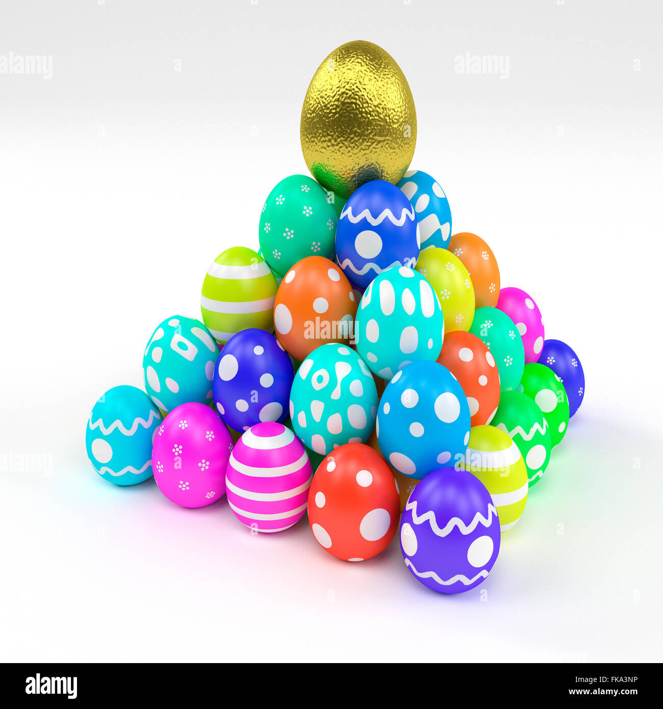 pyramid of colorful easter eggs with golden on the top Stock Photo - Alamy