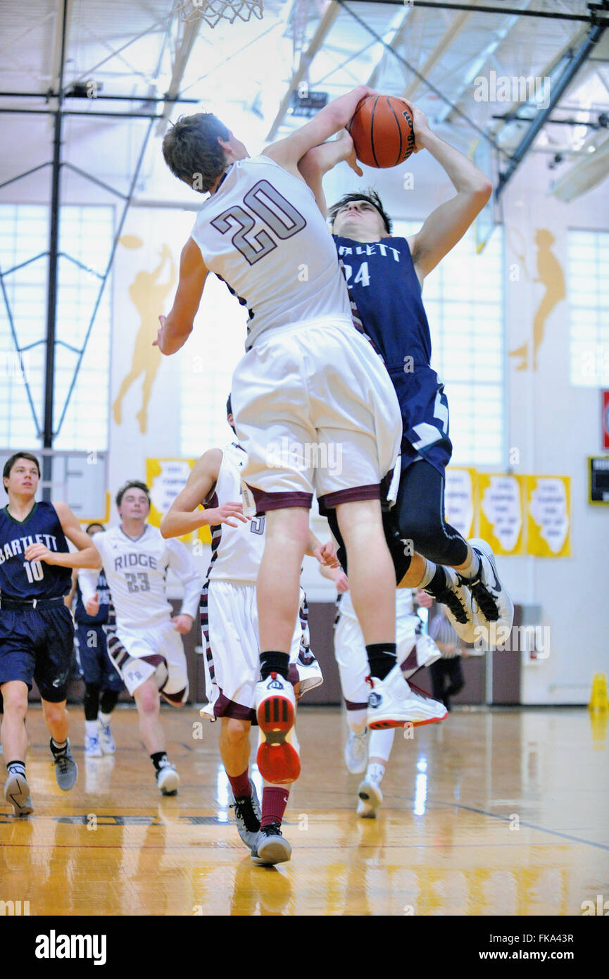 Player has a shot blocked by a defender as the pair arose from the ...
