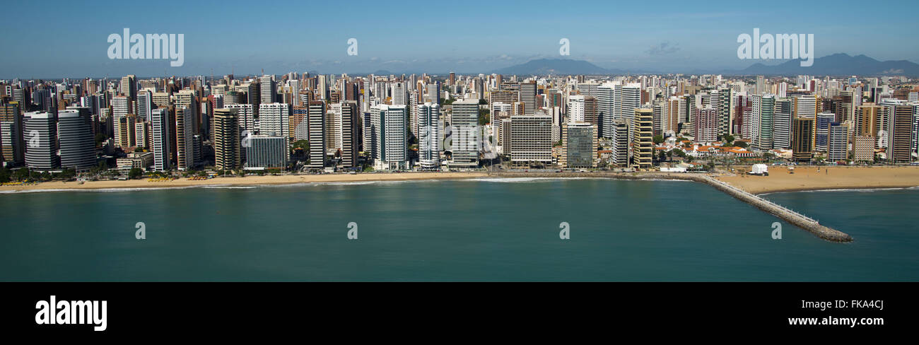 Panoramic view of the waterfront from Beira Mar Avenue in Fortaleza ...