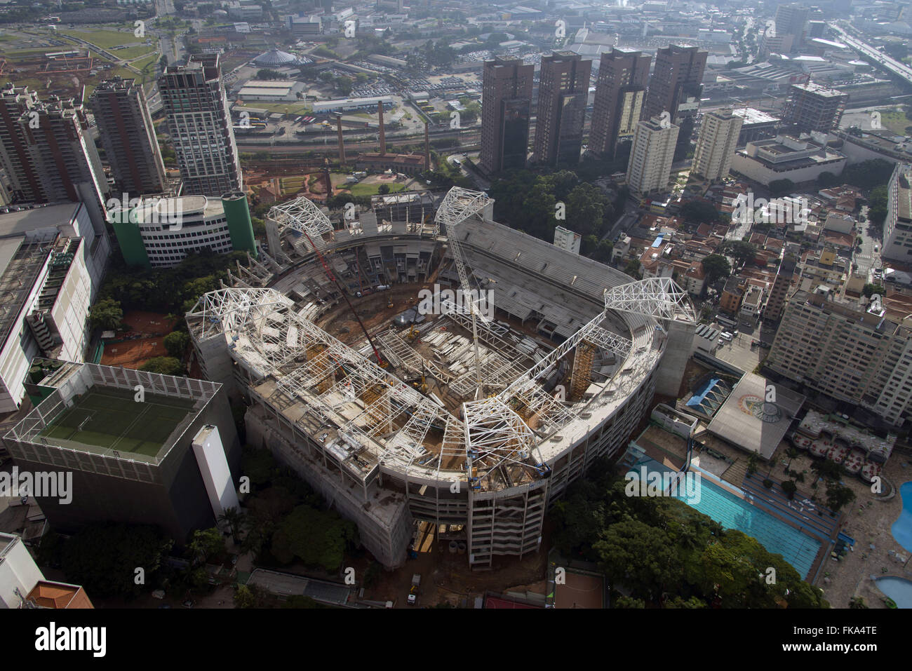 Aerial view of Antarctica Park - Estadio Palestra Italia in works Stock ...