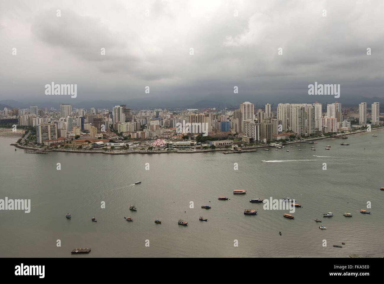 Aerial view of the city of Santos - Ponta da Praia Stock Photo - Alamy