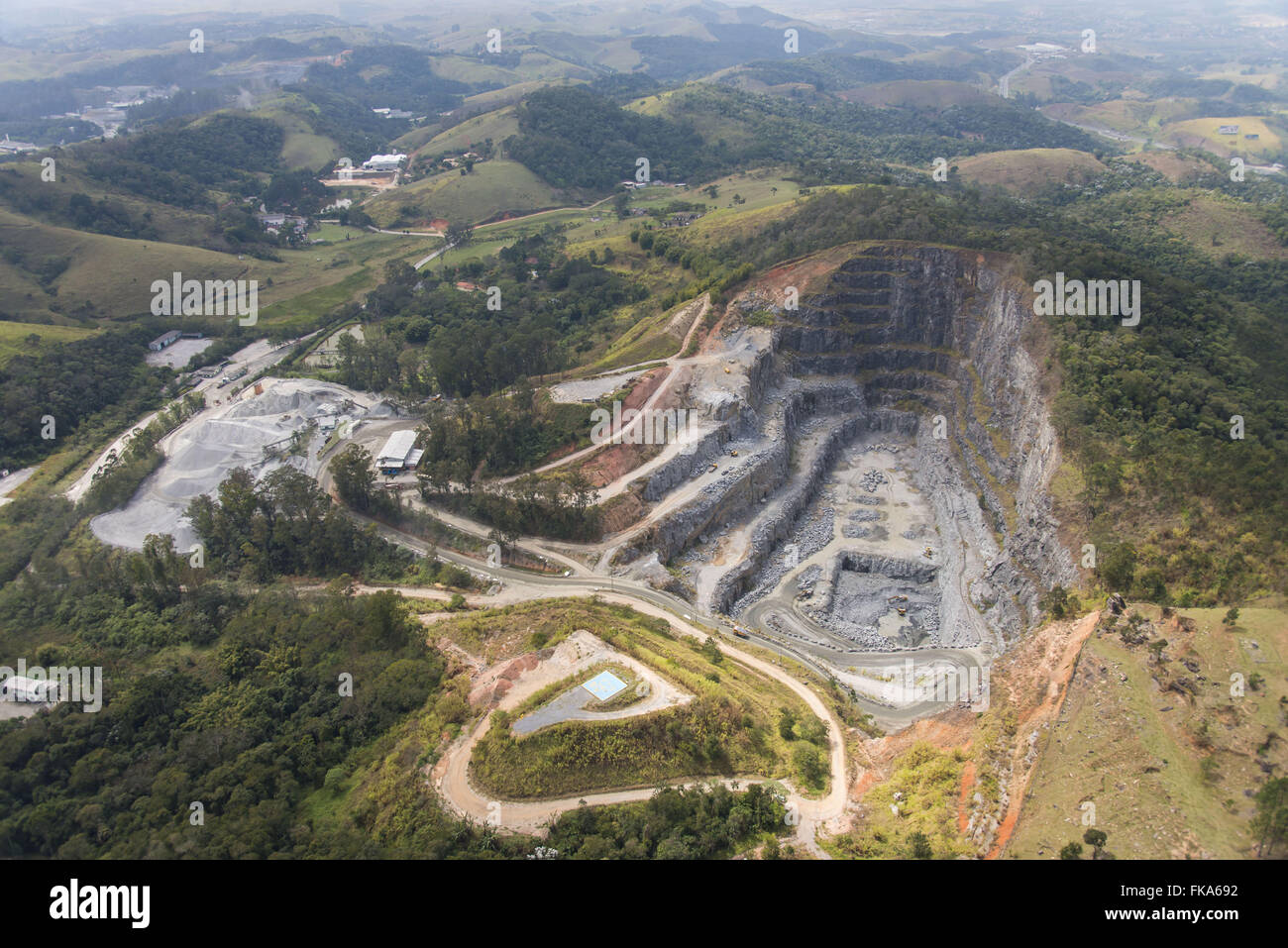 Aerial view of quarry - stone mining Stock Photo - Alamy