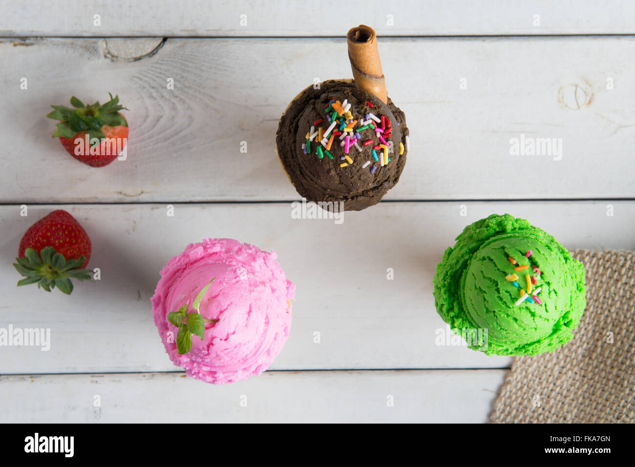 various ice creams top shot Stock Photo - Alamy