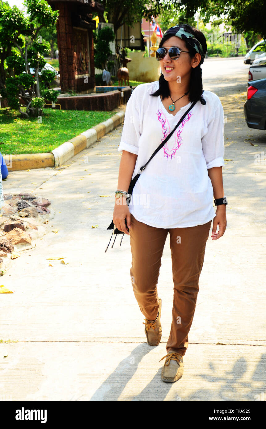 Thai women walking on street Stock Photo - Alamy
