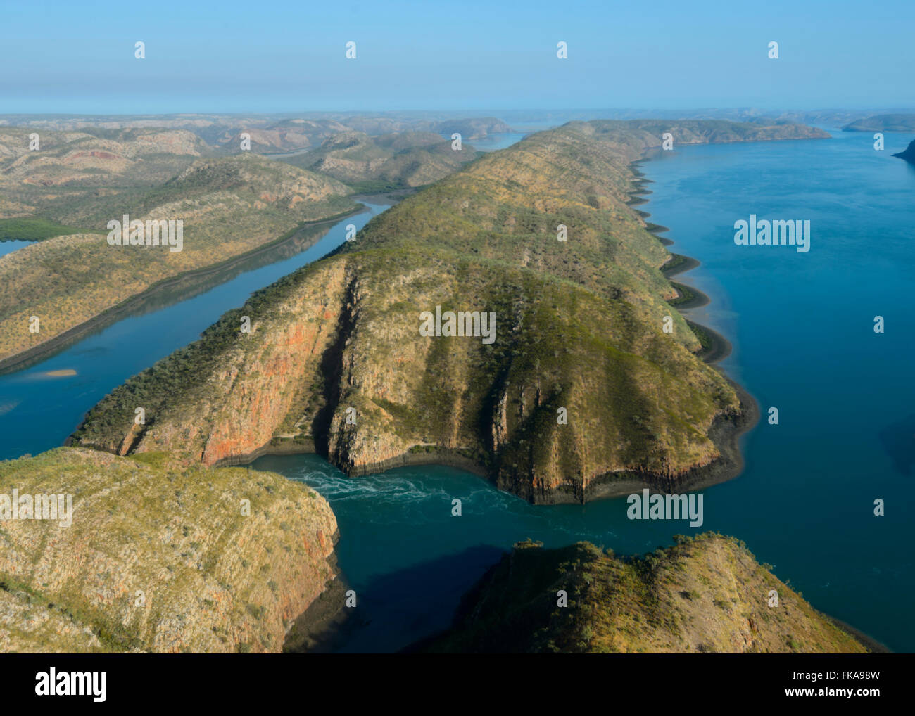 Aerial view of Buccaneer Archipelago, Horizontal Falls, Kimberley ...