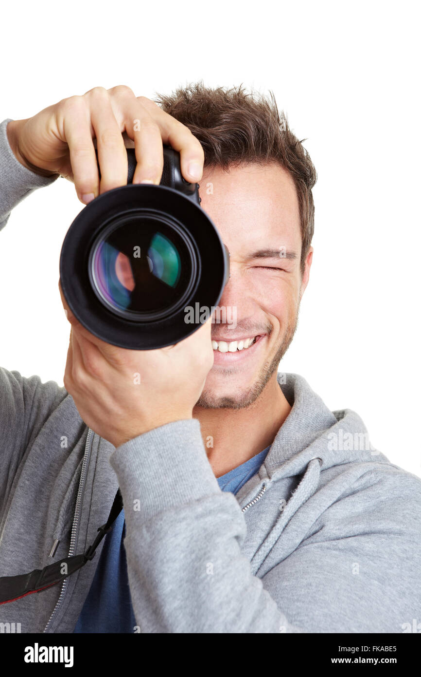 Young photographer taking pictures with digital camera Stock Photo - Alamy