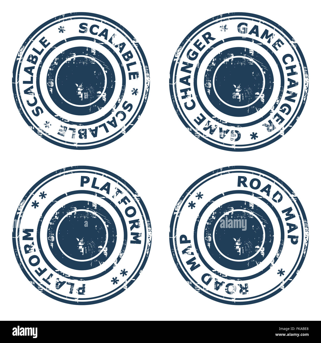 Four different business buzz word concept stamps on a white background ...