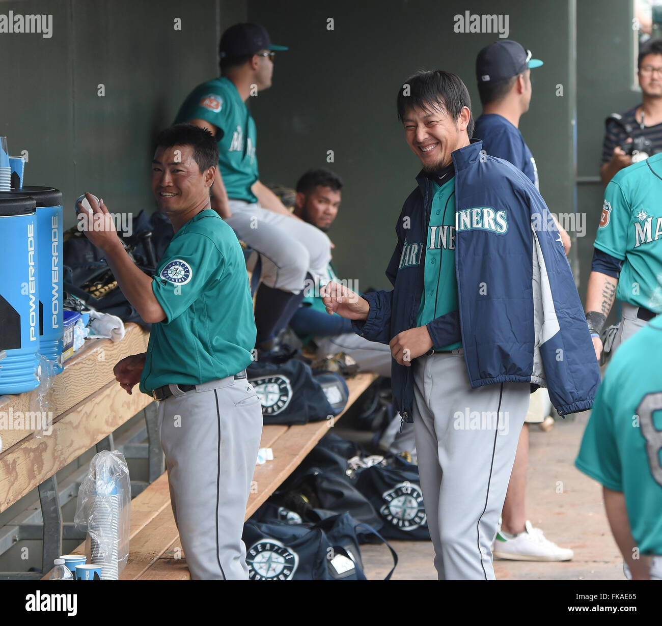 Surprise, Arizona, USA. 6th Mar, 2016. (L-R) Norichika Aoki, Hisashi ...