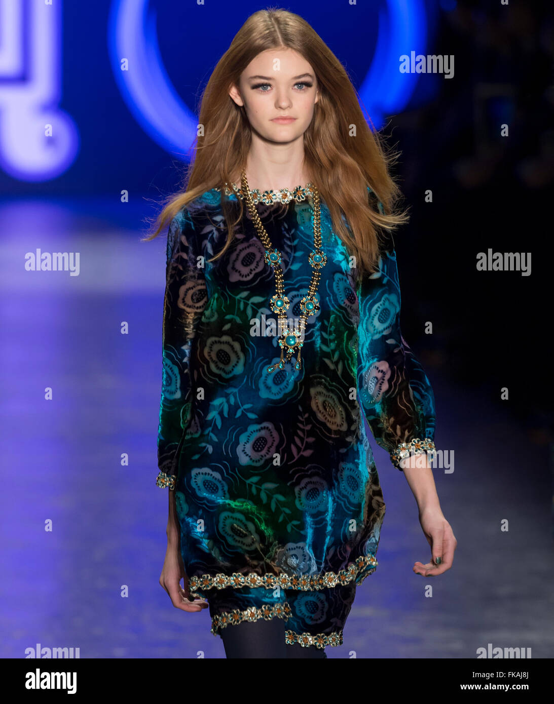 New York City, USA - February 17, 2016: Willow Hand walks the runway at ...
