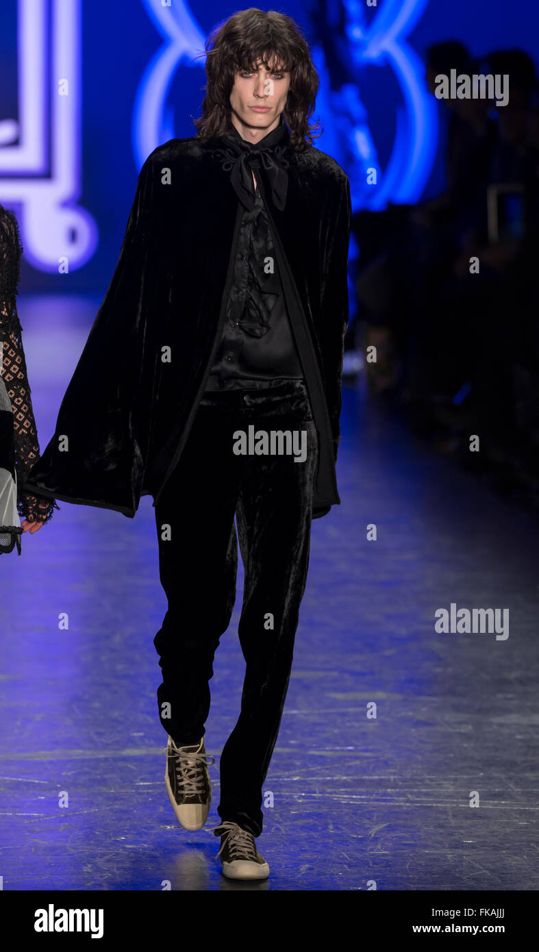 New York City, USA - February 17, 2016: Justin Gossman walks the runway ...