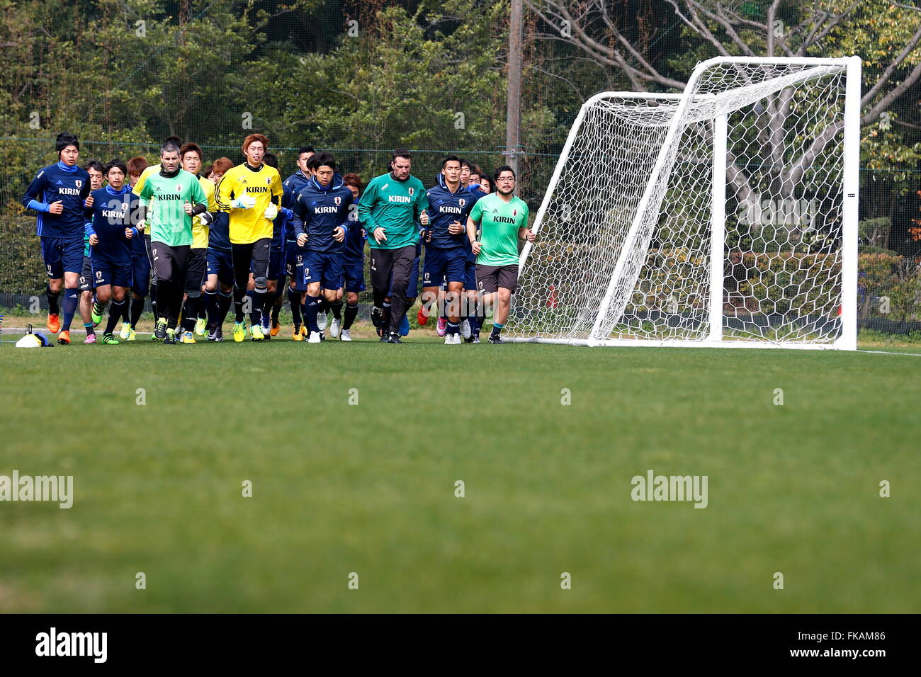 Frontier soccer field, Chiba, Japan. 8th Mar, 2016. Japan team group ...