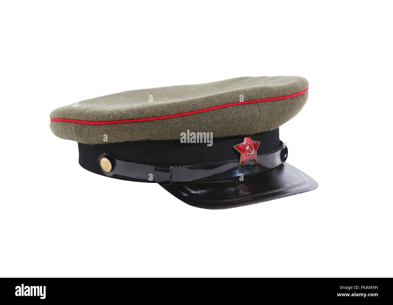 World War II Soviet officer peaked cap on white background. Isolated ...
