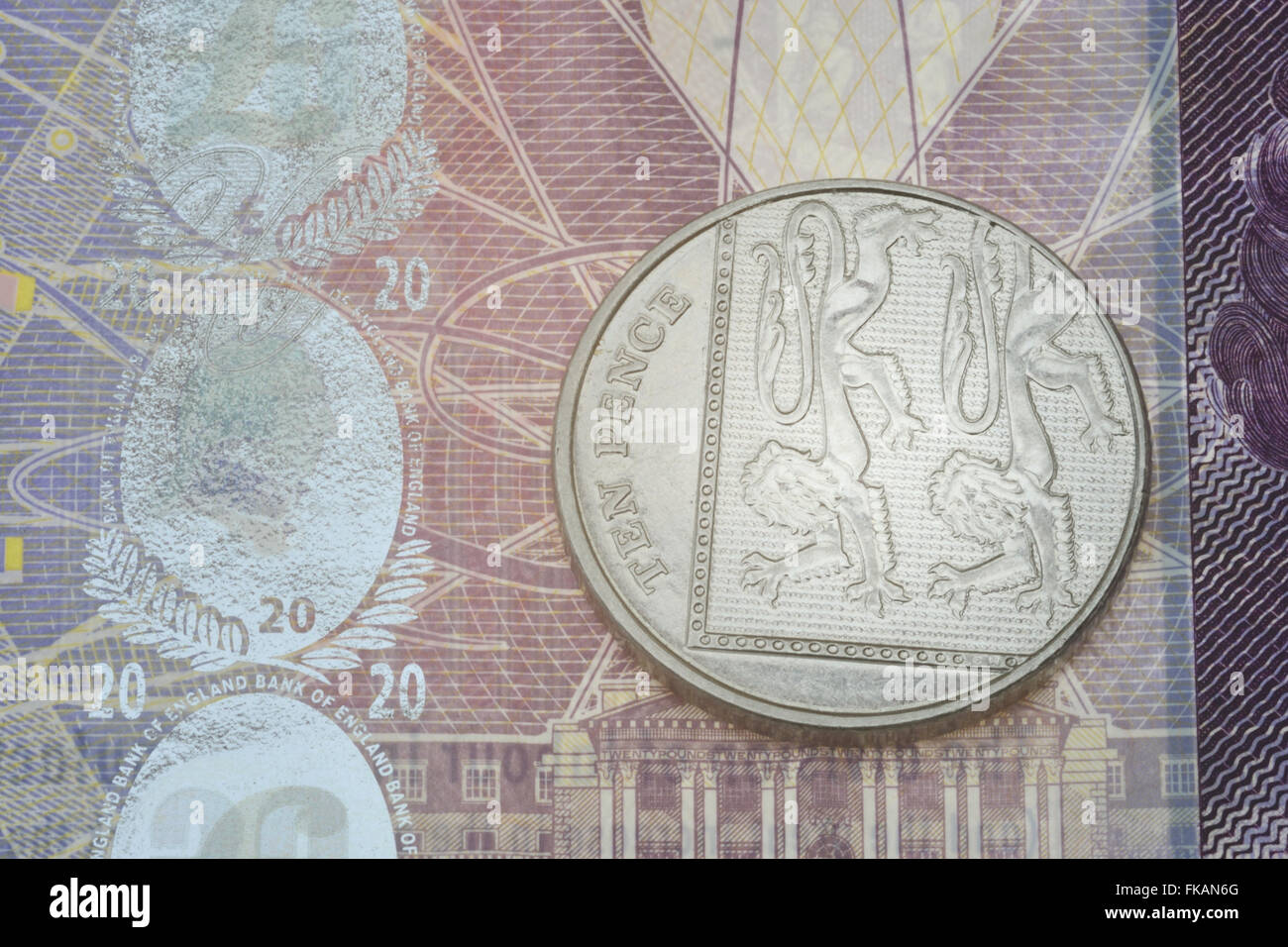 Ten pence over note detail Stock Photo - Alamy