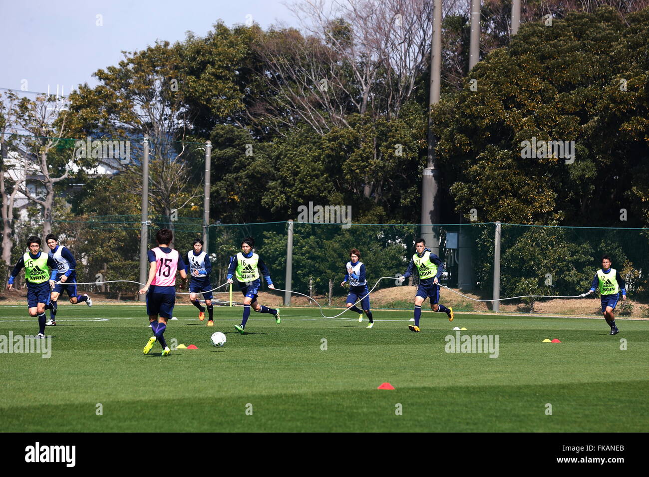 Frontier soccer field, Chiba, Japan. 8th Mar, 2016. Japan team group ...