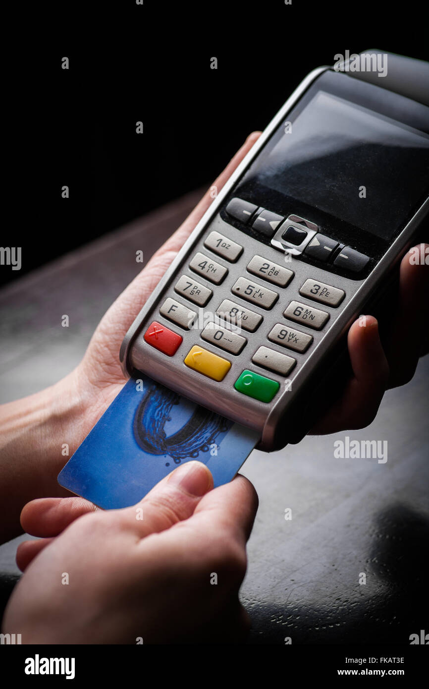 Color image of a POS and credit cards Stock Photo - Alamy