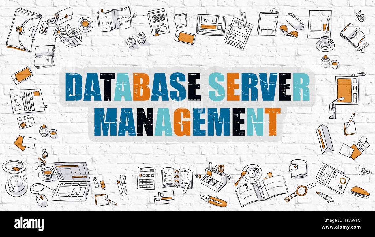 Database Server Management in Multicolor. Doodle Design Stock Photo - Alamy