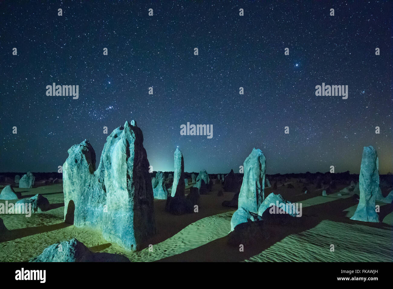 the Pinnacles at night, limestone formations. Nambung National Park ...