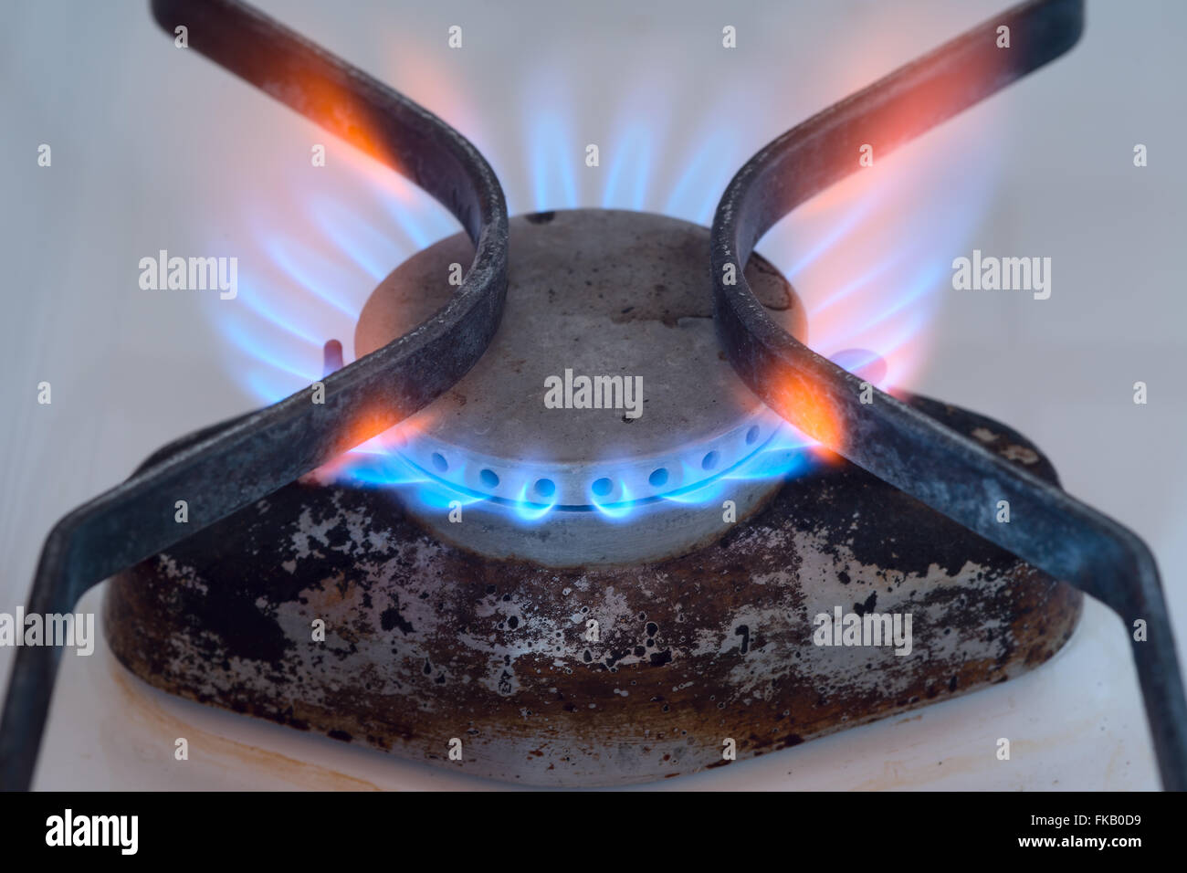 burning gas flame of a gas stove Stock Photo - Alamy